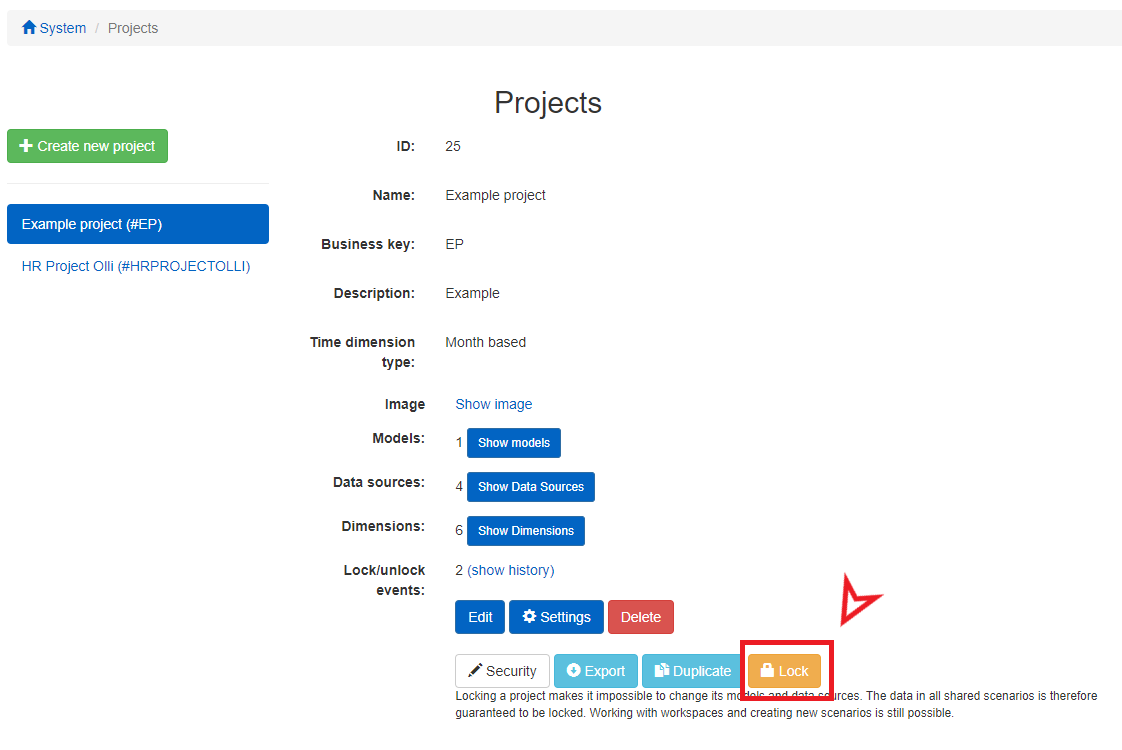 Locking and Unlocking of Projects